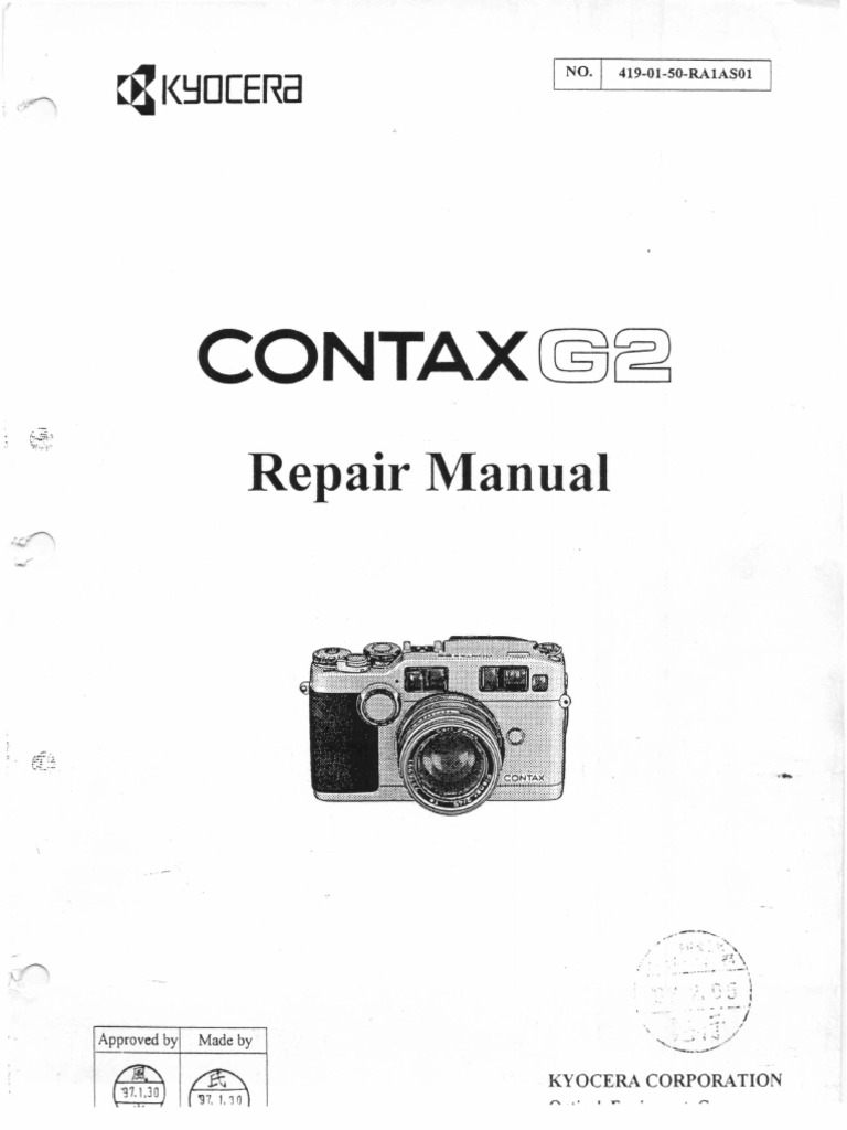 Contax G2 Repair Manual | PDF