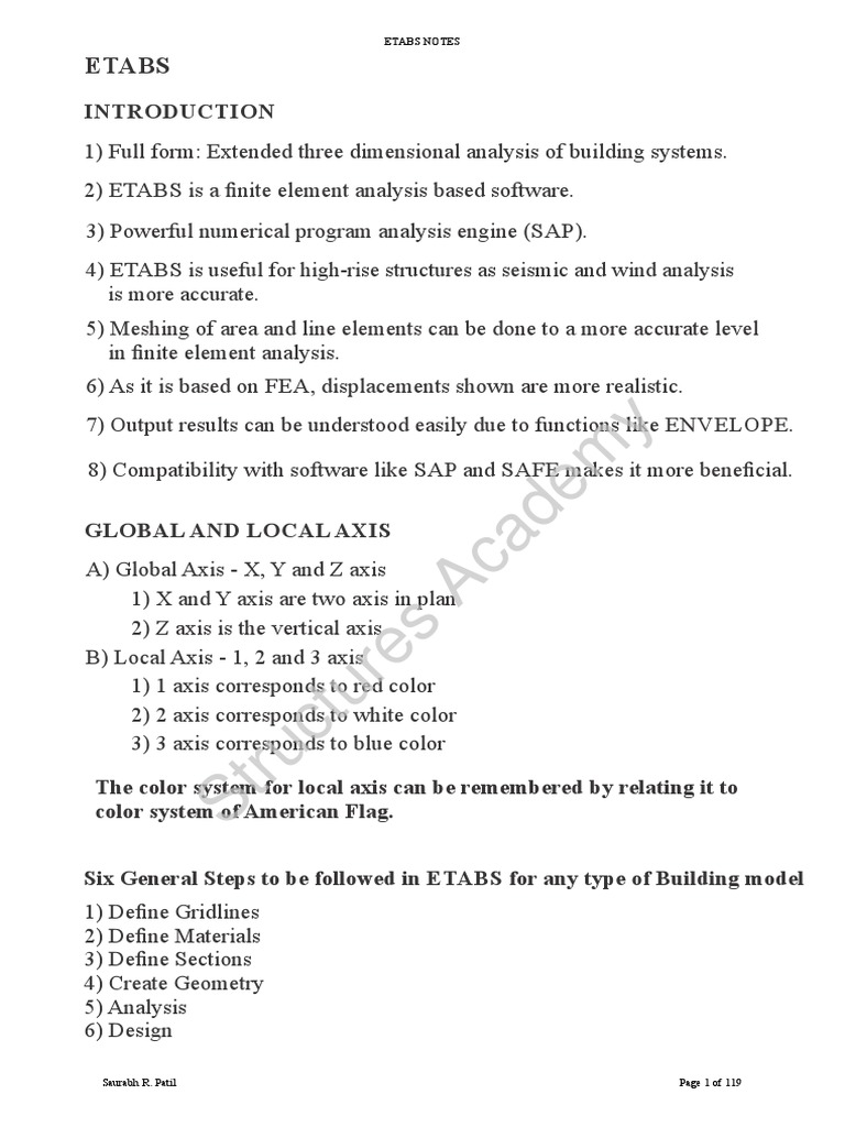 Etabs Notes | PDF | Finite Element Method | Structural Load