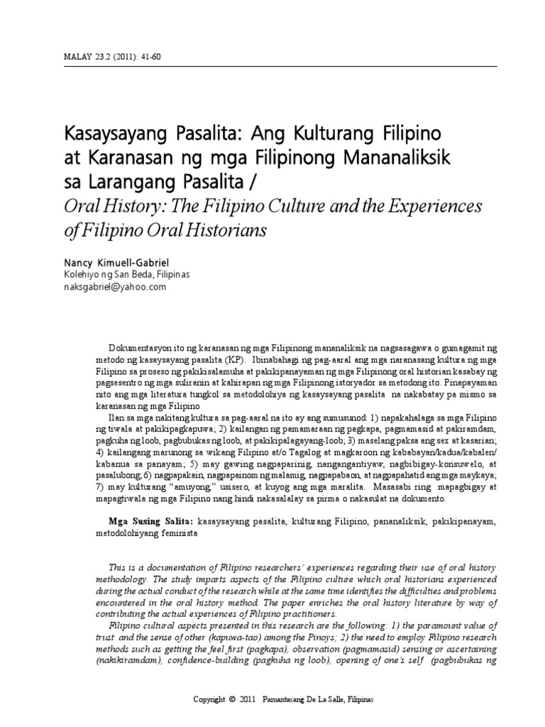 Kasaysayang+Pasalita%3A+Ang+Kulturang+Filipino+at+Karanasan+ng+mga ...