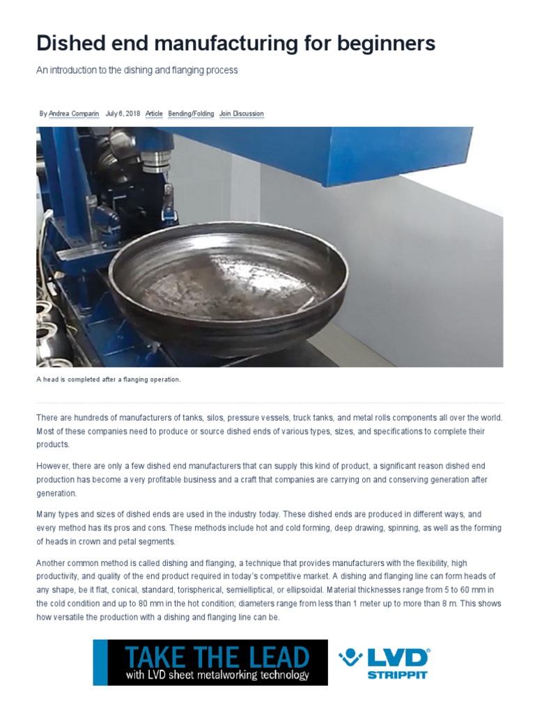 Dished End Manufacturing For Beginners | PDF | Mechanical Engineering ...