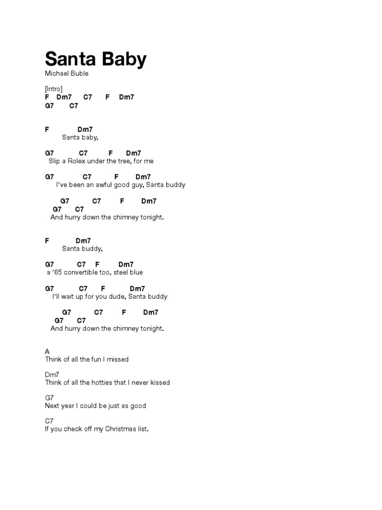 Michael Buble's Santa Baby Song Lyrics | PDF