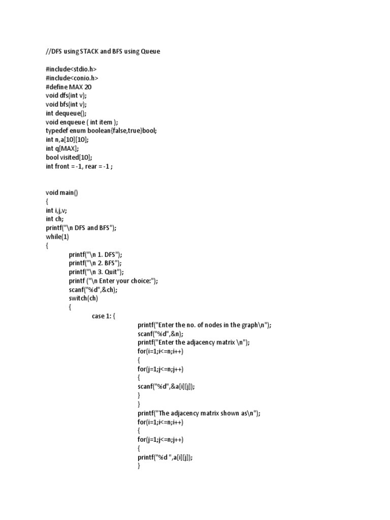 Dfs Using Stack And Bfs Using Queue Pdf Theoretical Computer Science Graph Theory 