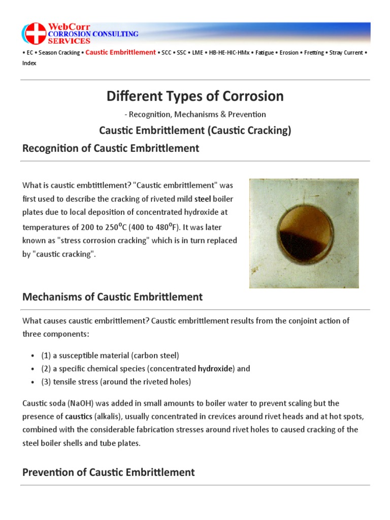 Caustic Embrittlement - Causes and Prevention | PDF | Corrosion ...
