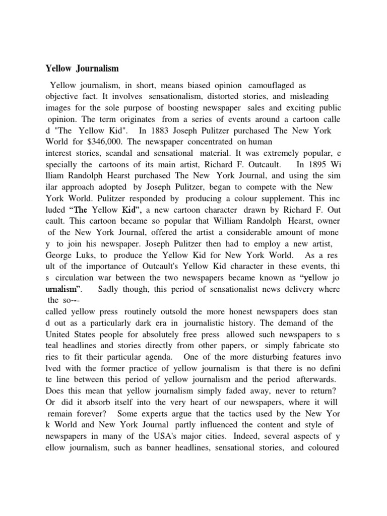 The Rise and Influence of Yellow Journalism: How Sensationalism and ...