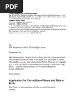 Sub - Request Letter For Name Correction PDF | PDF