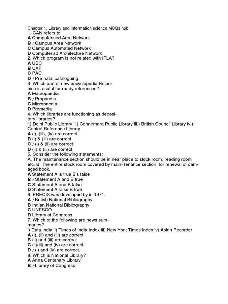 MCQA | Download Free PDF | Libraries | Bibliography