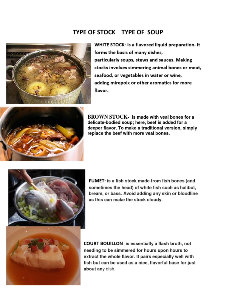 Type of Stock Type of Soup | PDF | Soup | Stock (Food)