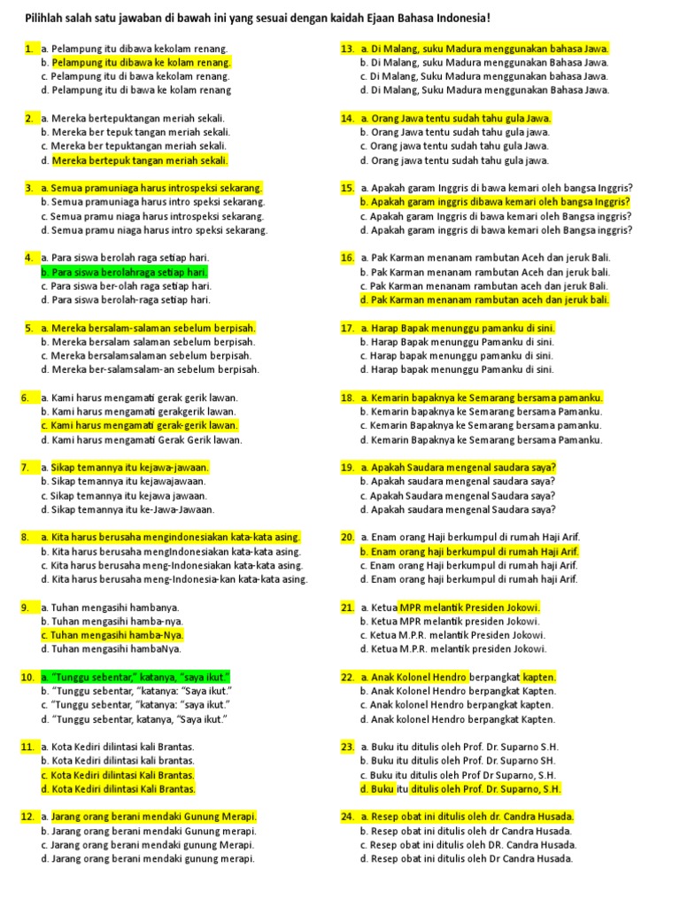 Latihan Soal UNBK BINDO | PDF