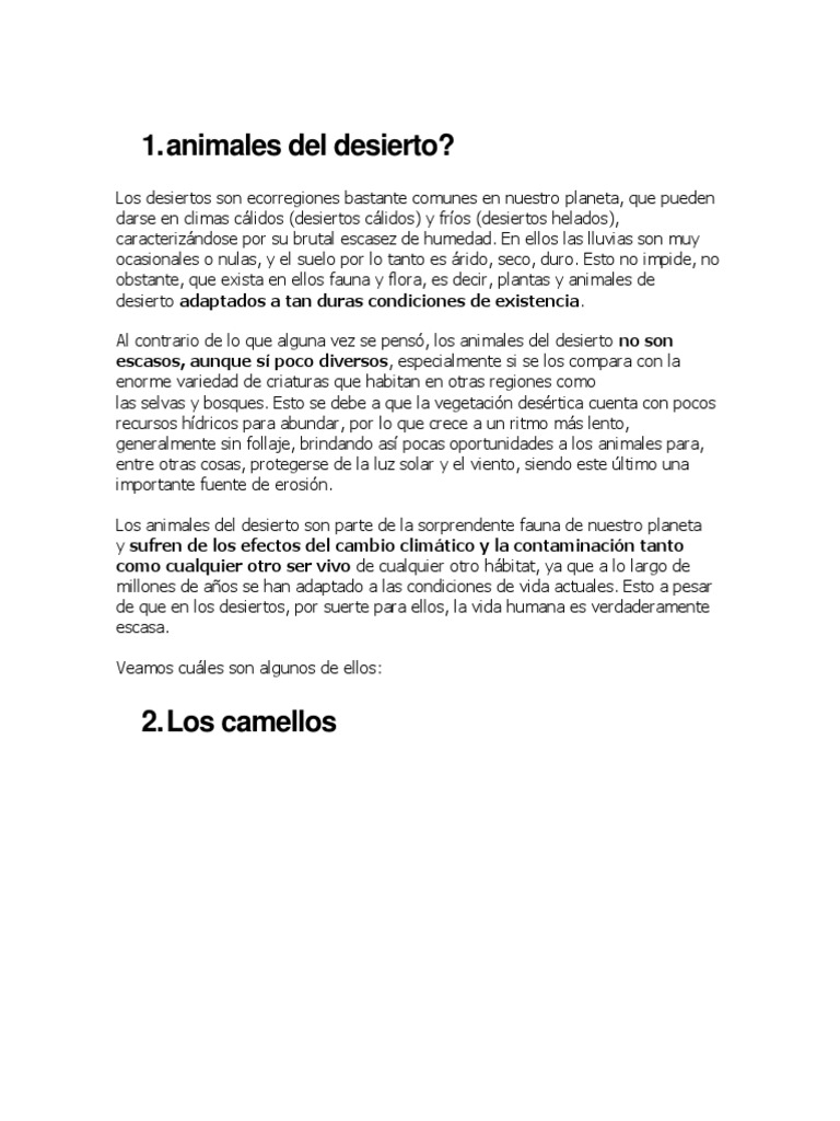 Animales Del Desierto | PDF | Desierto | Coyote