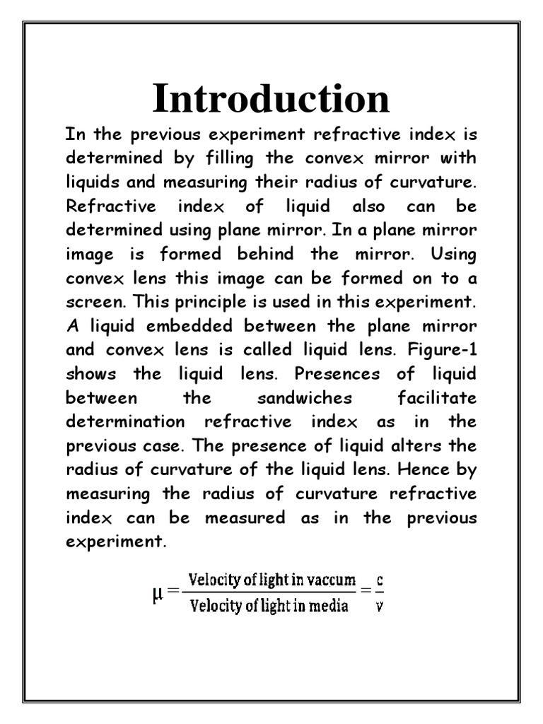 Convex Lens | PDF | Refractive Index | Mirror