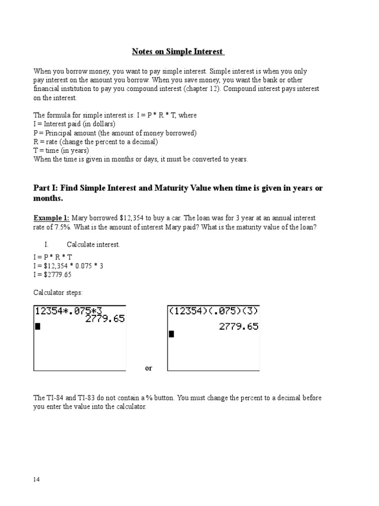 Simple Interest Notes | PDF