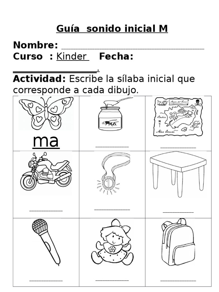 Guía sílaba inicial M