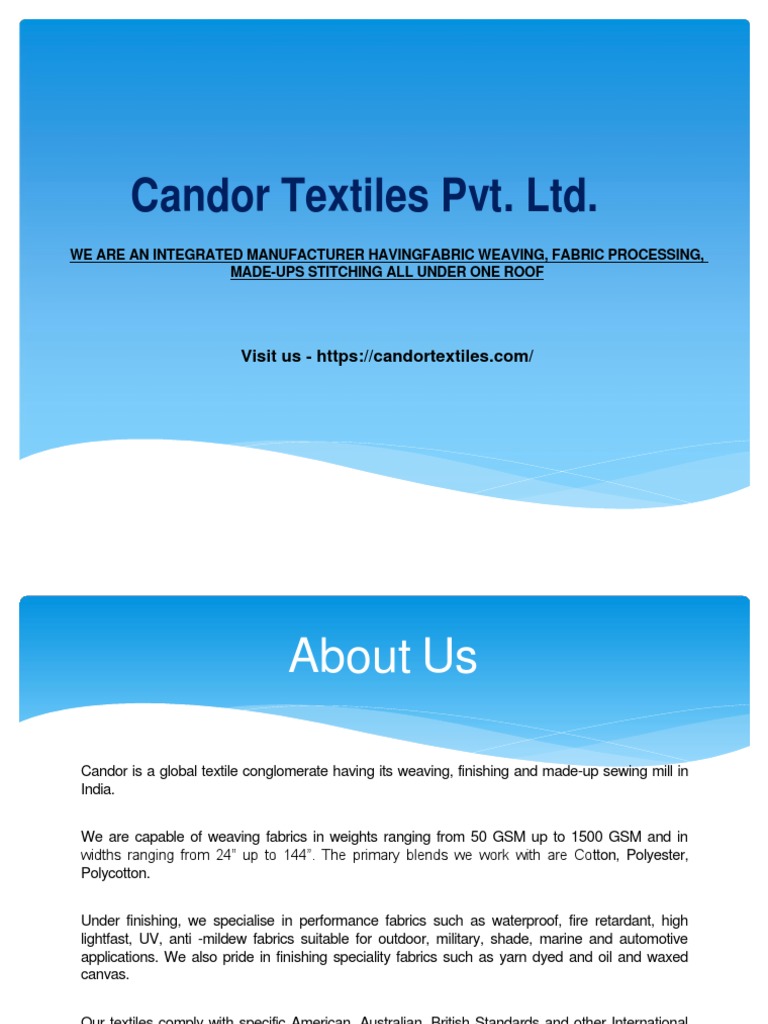 Candor Textiles PVT LTD | PDF | Textiles | Yarn