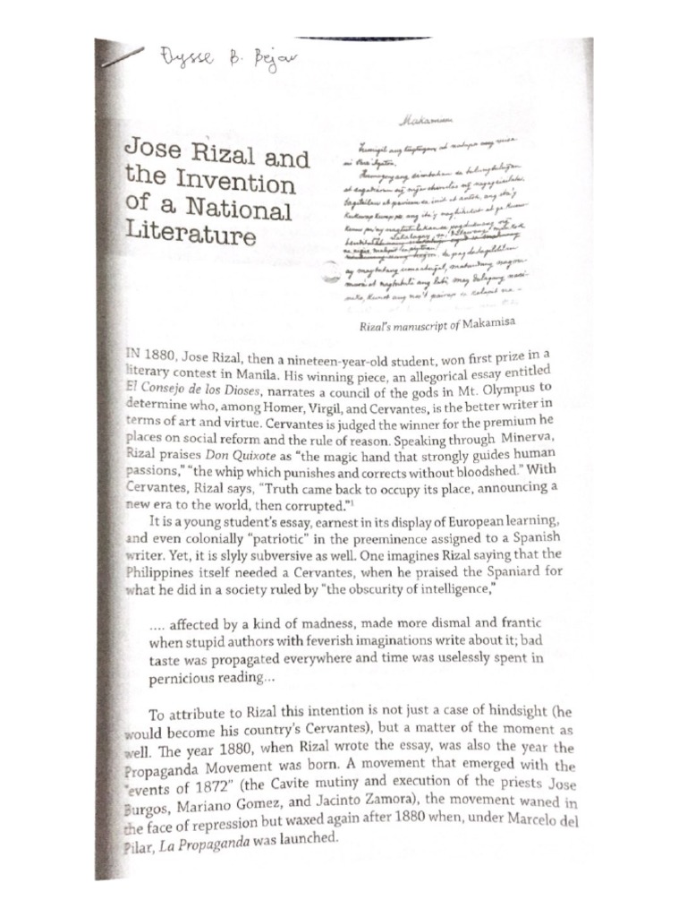 U. Rizal and The Invention of A National Literatu | PDF