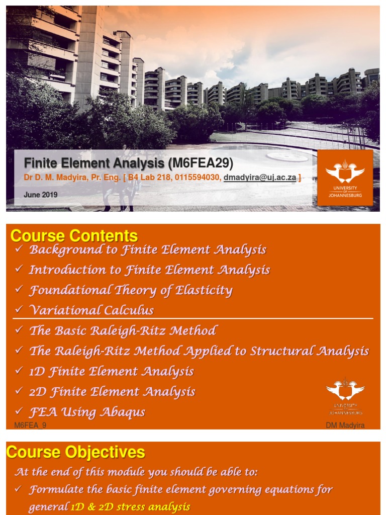 Finite Element Analysis Course Overview | PDF | Calculus Of Variations ...