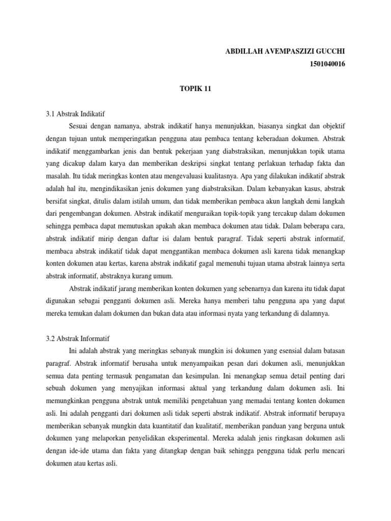 Perbedaan Abstrak Indikatif dan Informatif | PDF