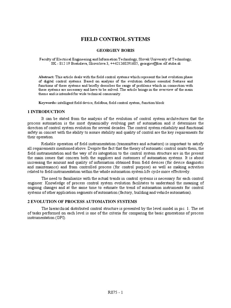 Field Control System | PDF | Data Transmission | Osi Model