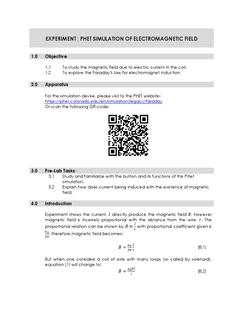 PhET Electromagnetic Induction Experiment | PDF | Electromagnetic ...