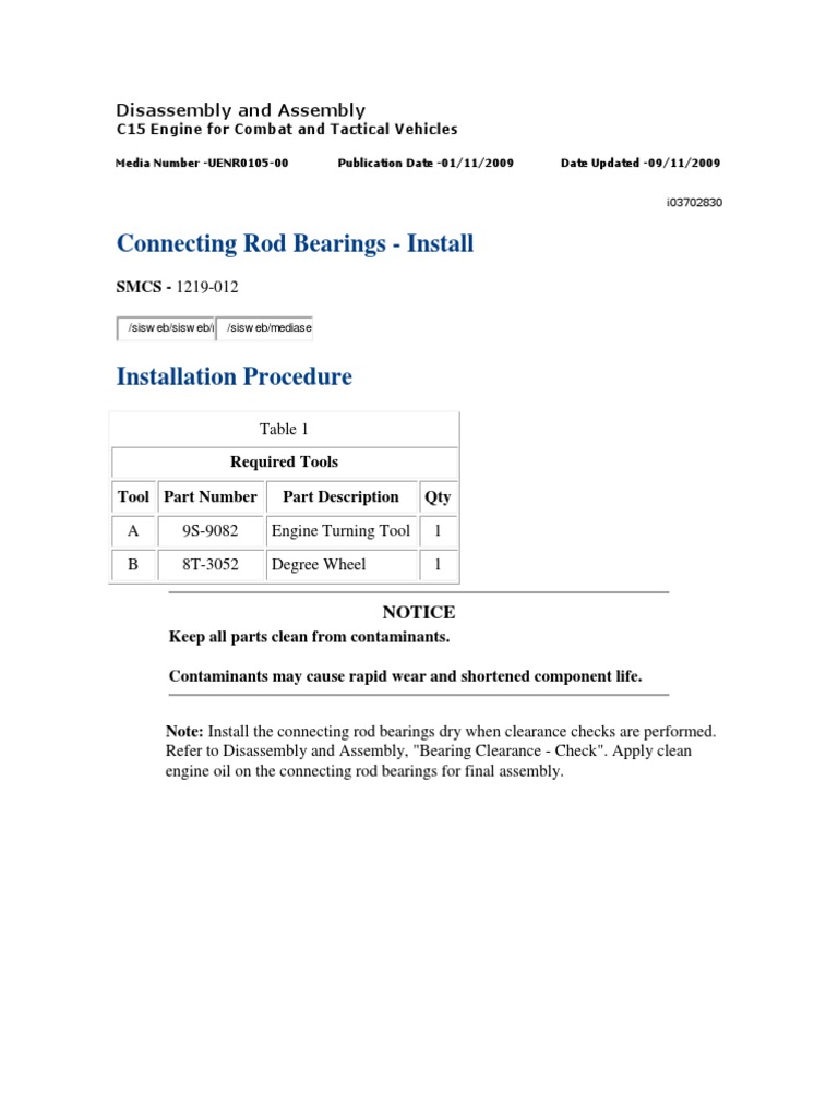 C15 Engine Torque Specifications Guide | PDF | Bearing (Mechanical ...