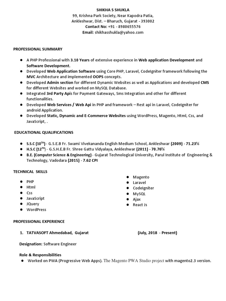 Software Engineer - Resume | PDF | Magento | Ajax (Programming)