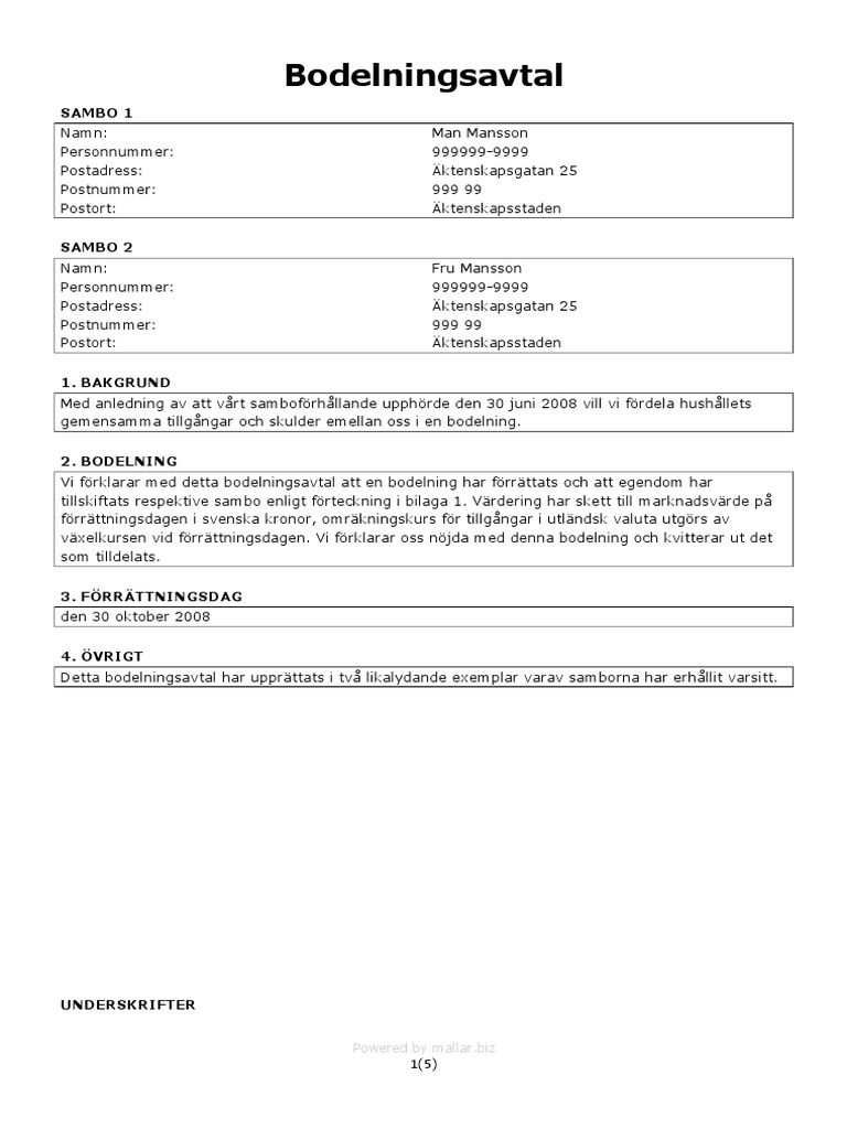 Bodelning Sambor | PDF