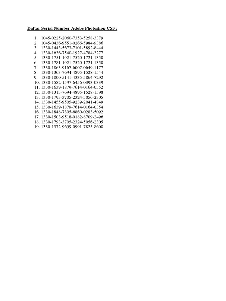 Serial Number Adobe Photoshop CS3 | PDF
