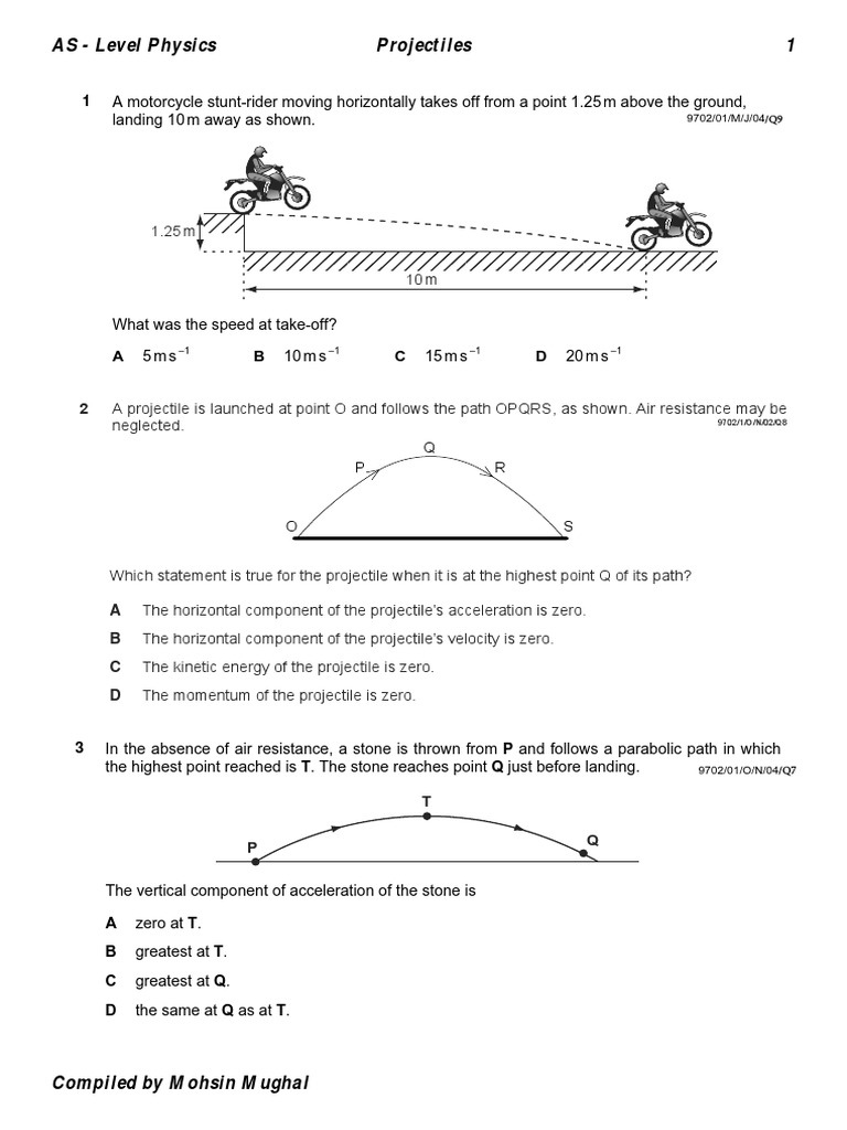 MCQs Projectiles | PDF | Projectiles | Acceleration