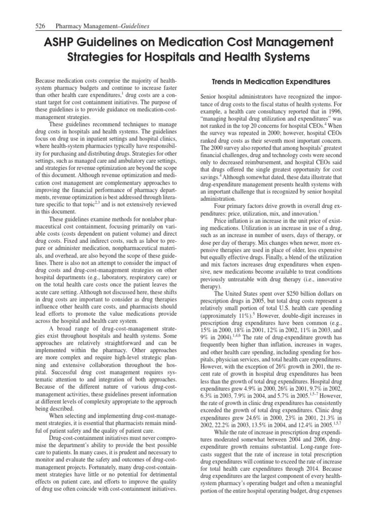 Medication Cost Management Strategies Hospitals Health Systems | PDF ...