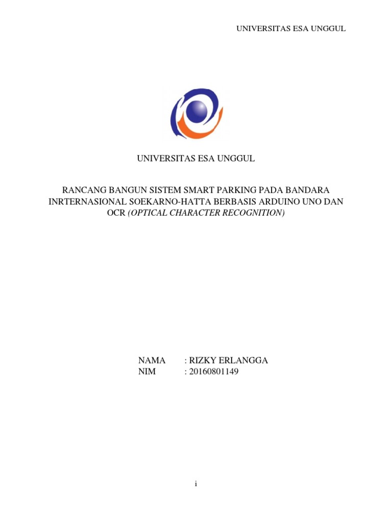 Perancangan Sistem Smart Parking Berbasis Arduino Uno Dan Ocr (Optical ...