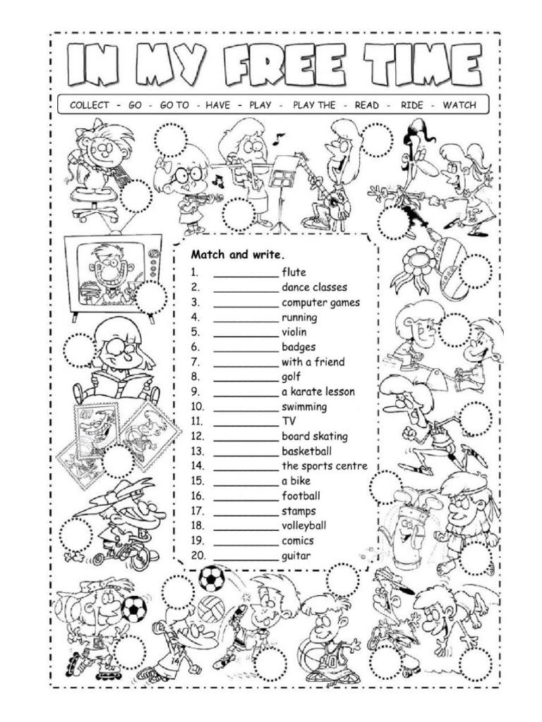 Free Time Activities Worksheet | PDF