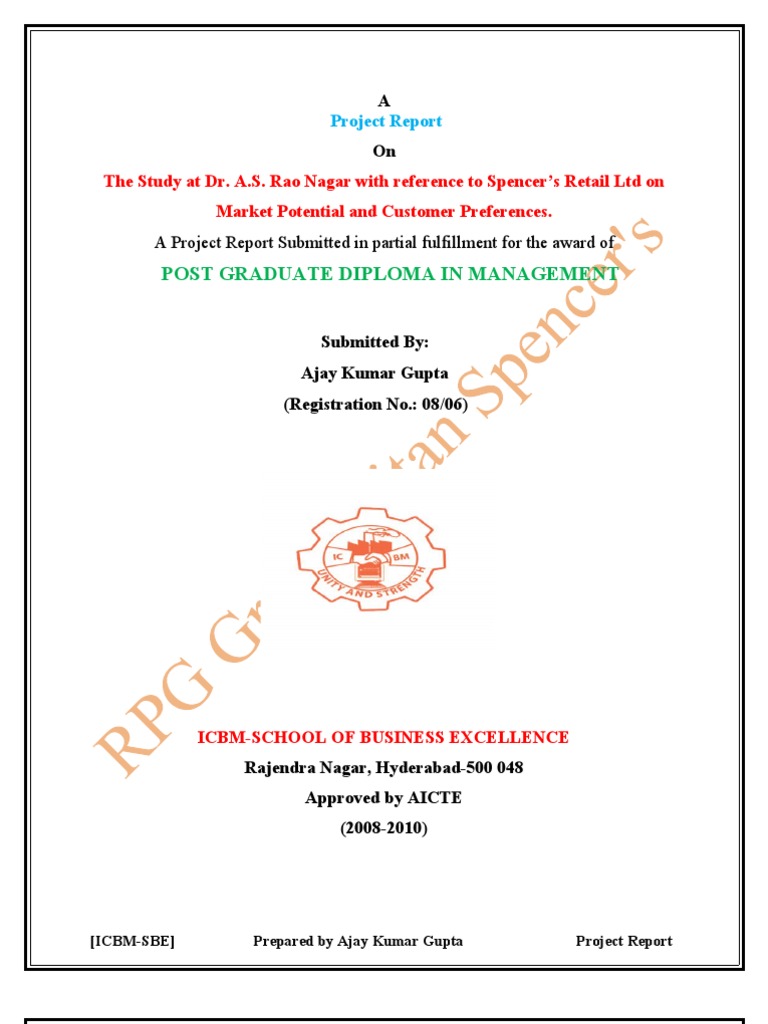 Spencers Retail LTD Project Report Summer Internship Project | PDF ...