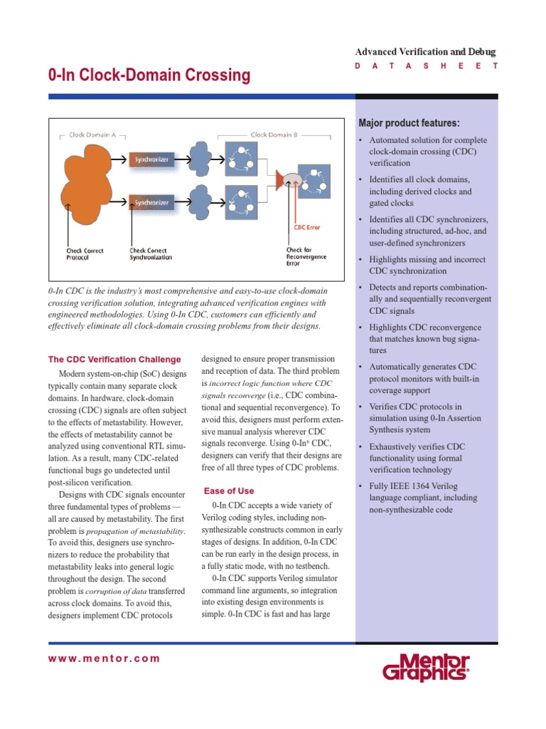 0-In Clock-Domain Crossing: Major Product Features | PDF | Formal Verification | System On A Chip
