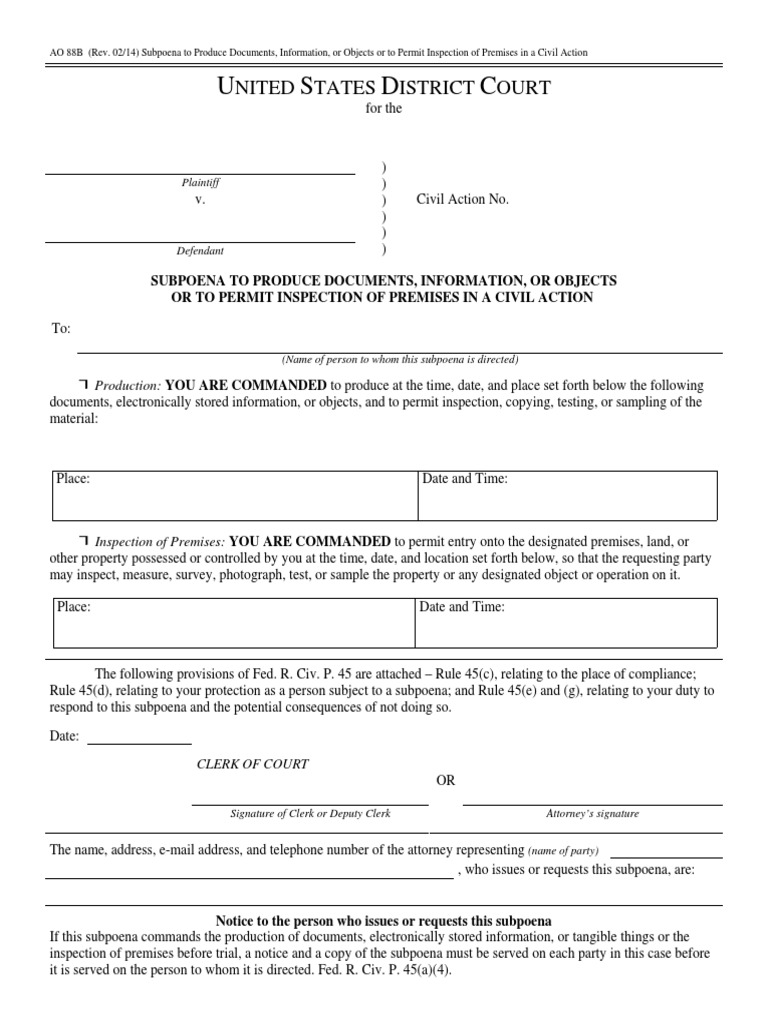 Subpoena | PDF | Discovery (Law) | Deposition (Law)