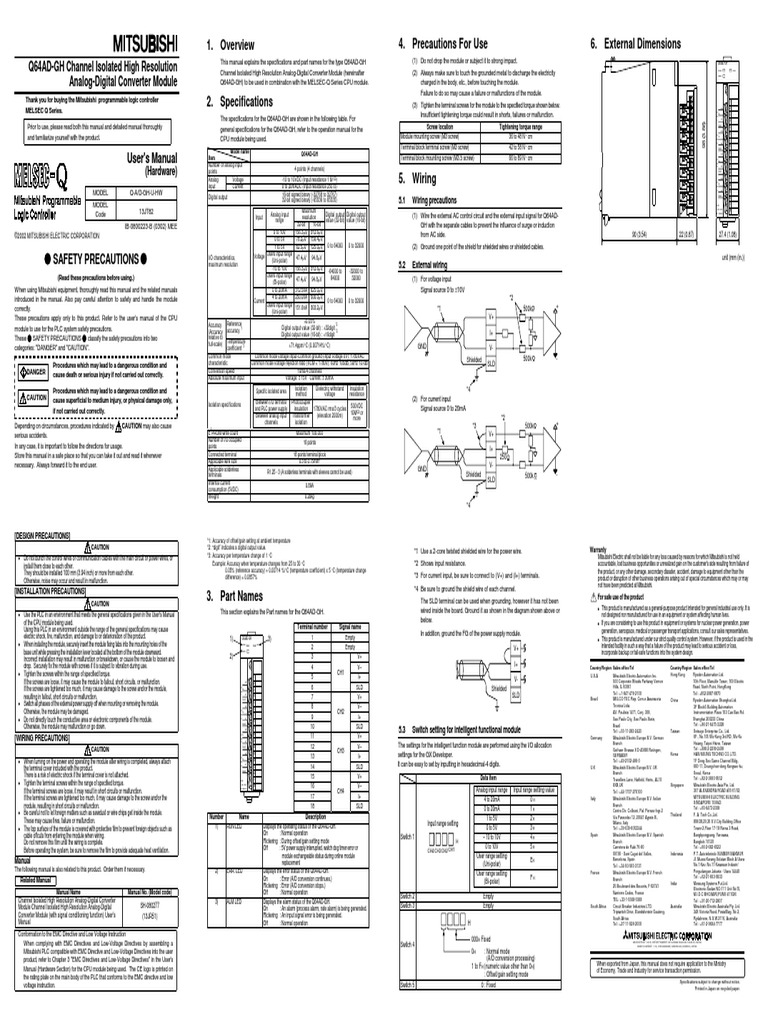 Q64AD GH UserManual Hardware IB 0800223 B | PDF | Programmable Logic ...