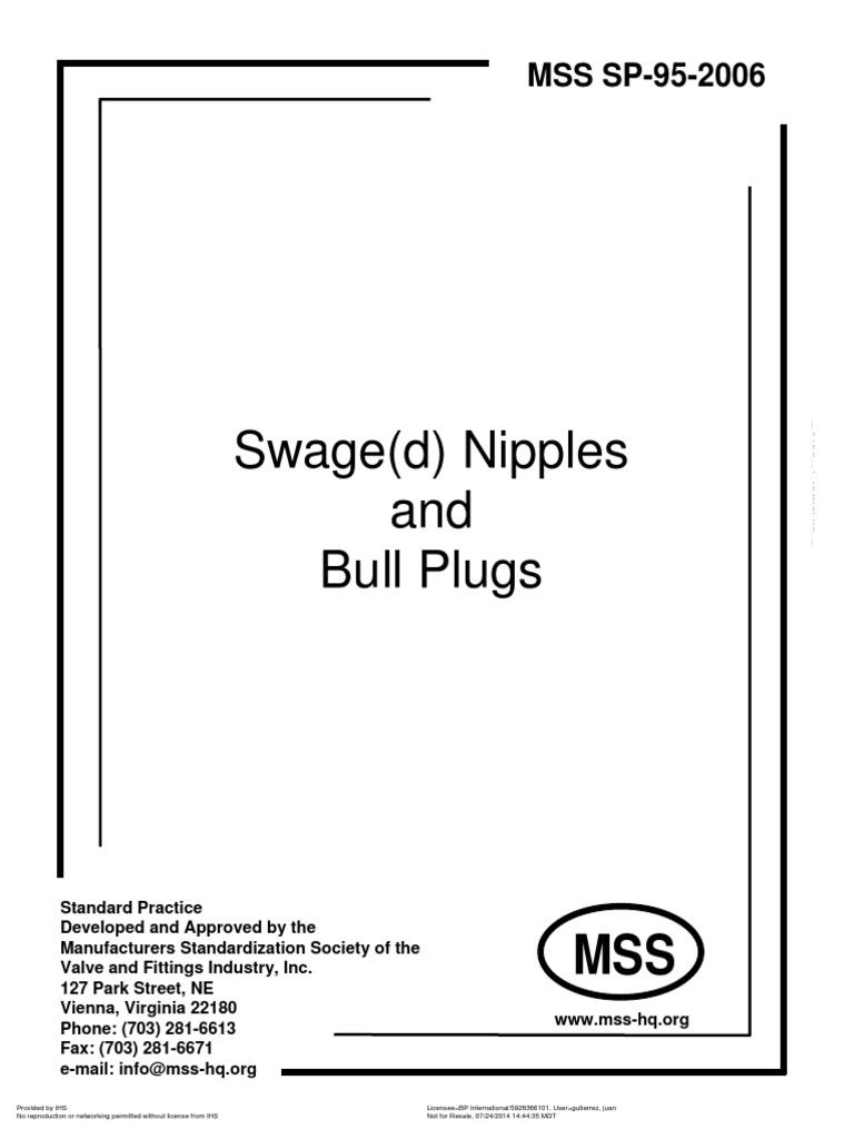 MSS SP 95 | PDF | Pipe (Fluid Conveyance) | Building Materials