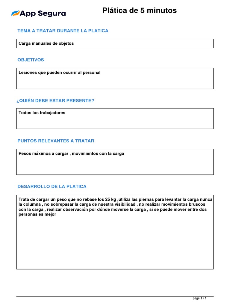 Formato de Plática 5 Minutos | PDF