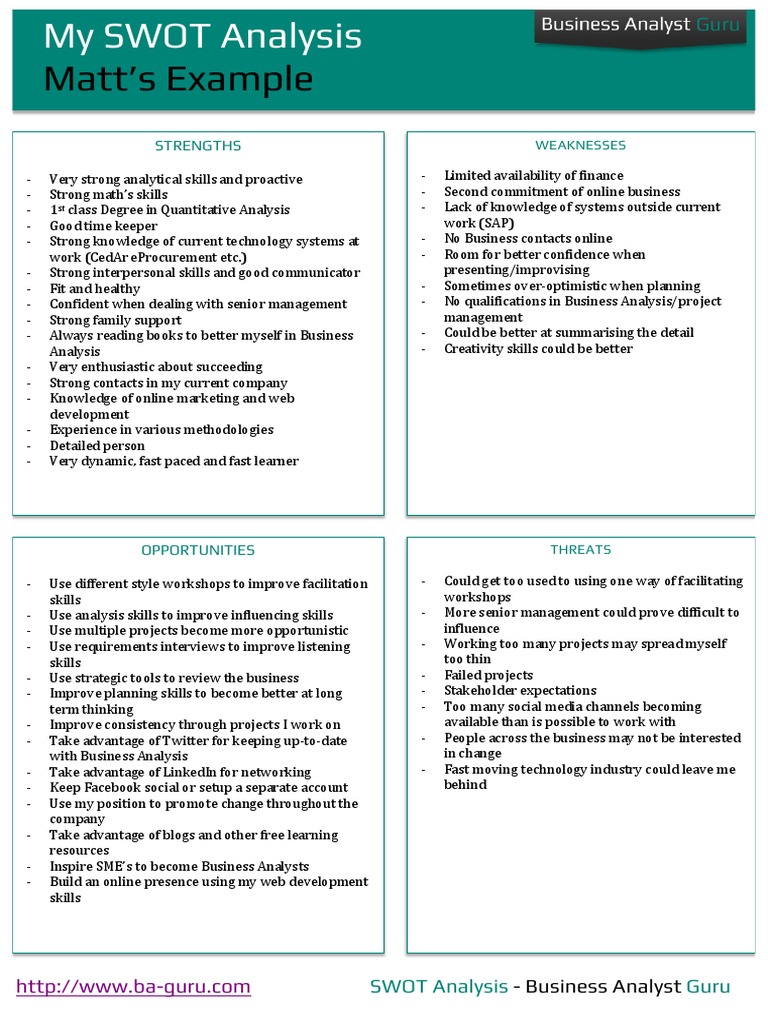 SWOT Analysis Example | PDF | Swot Analysis | Psychological Concepts