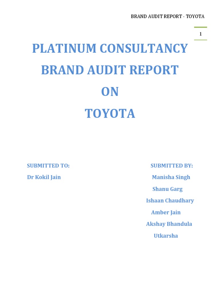 Brand Audit Report | PDF | Toyota | Brand