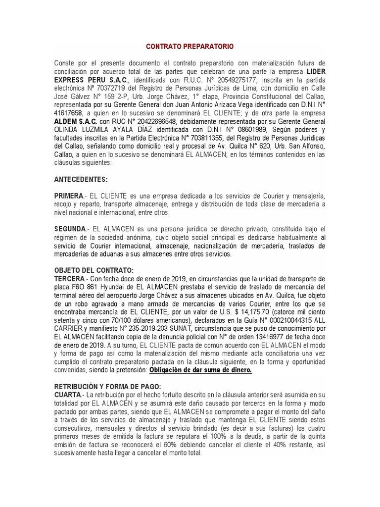 Contrato Preparatorio | PDF | Justicia | Crimen y violencia