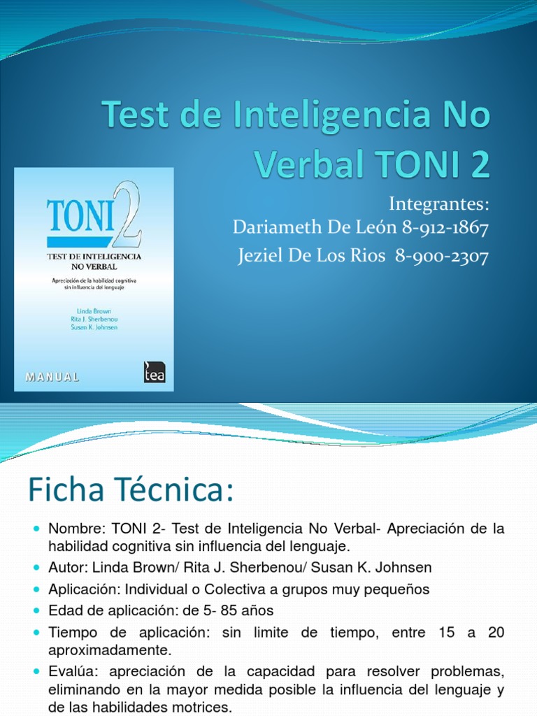 Prueba TONI-2 de Inteligencia No Verbal | PDF | Crecimiento personal y ...