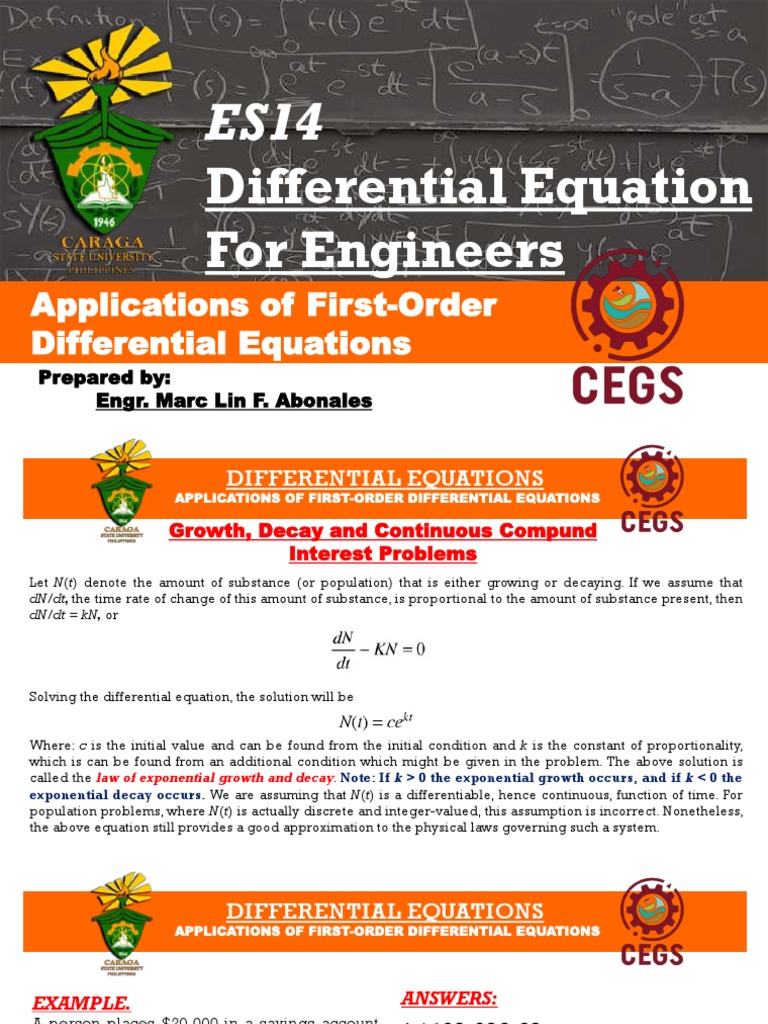 Applications of First-Order Differential Equations: Modeling Growth ...