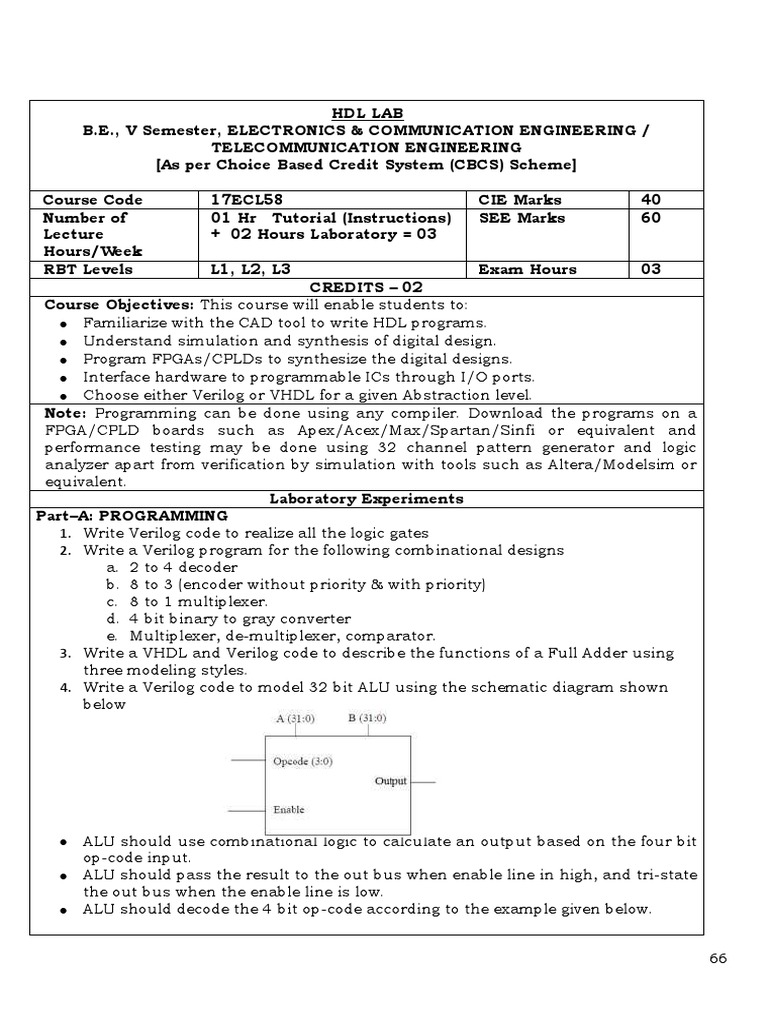 Hdl Lab Syllabus Pdf Hardware Description Language Vhdl 