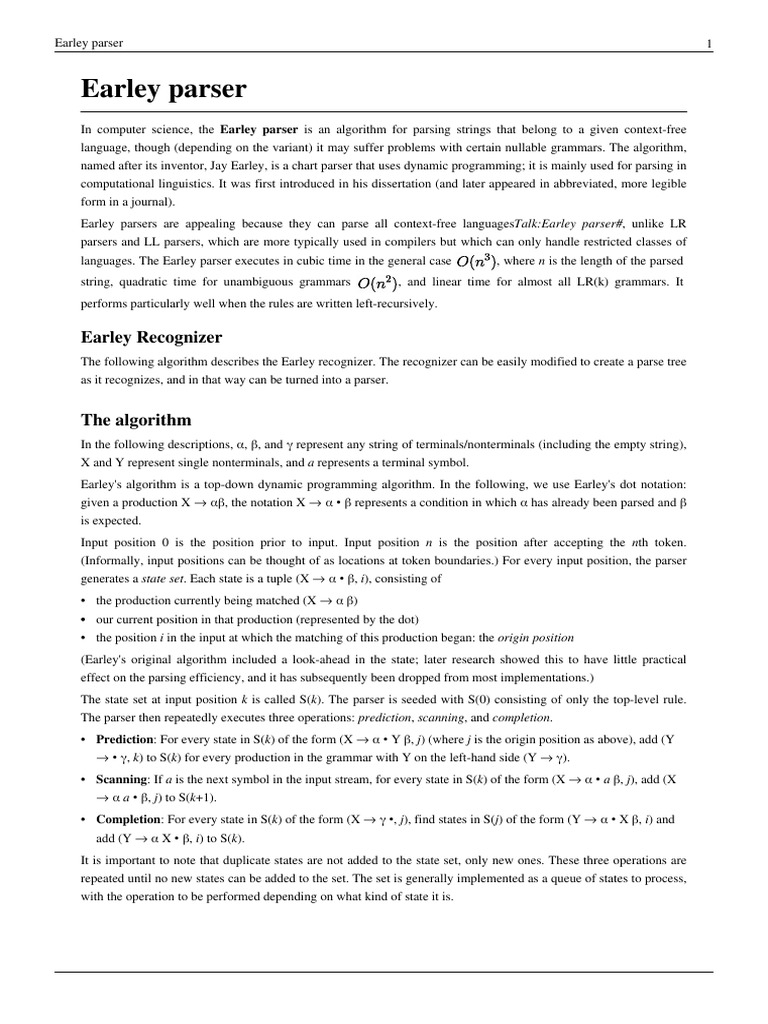 Earley Parser | PDF | Computer Science | Syntax