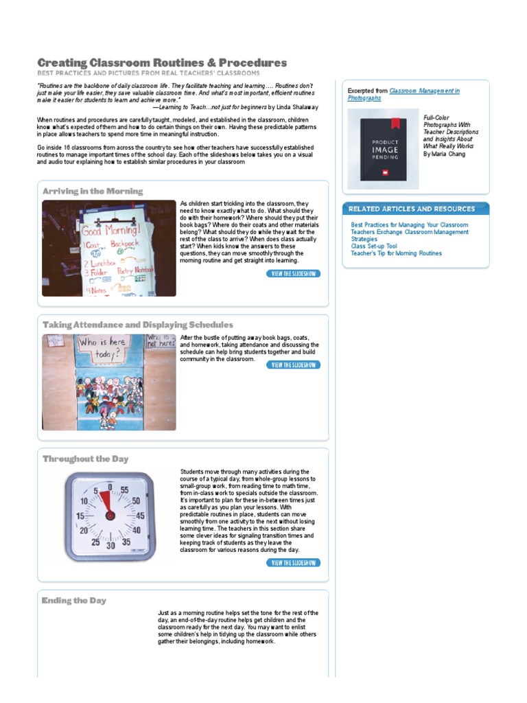 Creating Classroom Routines | PDF | Classroom Management | Classroom