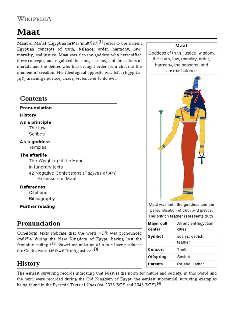 Maat | PDF | Ancient Egyptian Religion | Middle Eastern Mythology