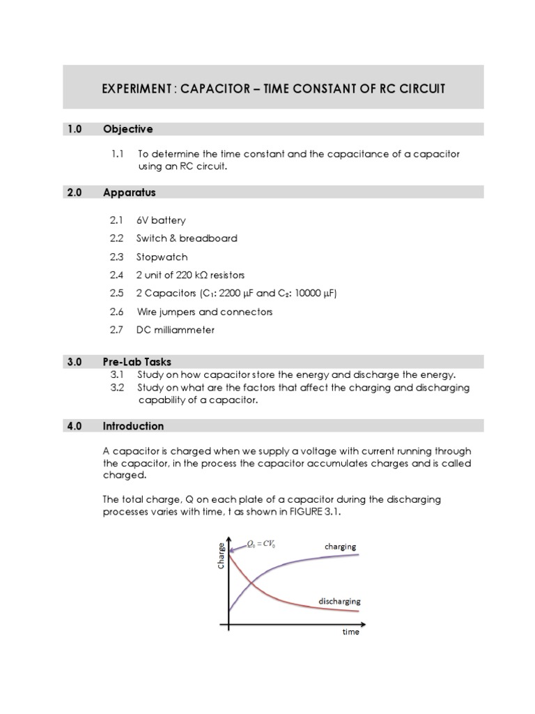 EXPERIMENT Capacitor RC Circuit | PDF | Capacitor | Electrical Network