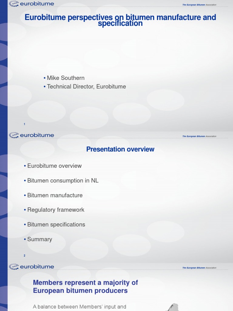 Eurobitumen Presentation 2016 | PDF | Asphalt | Chemistry