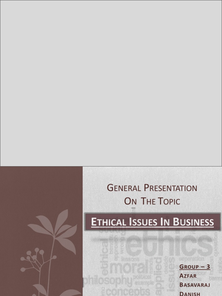 Ethical Issues in Business | PDF | Business Ethics | Employment