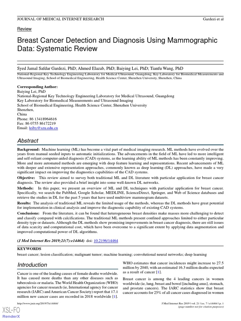 Breast Cancer Detectionand Diagnosis Using Mammographic Data Systematic ...