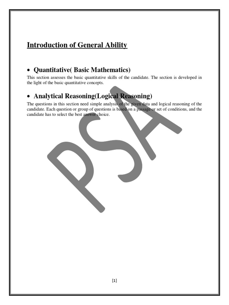 One Test General Ability Study Material | PDF | Median | Odds